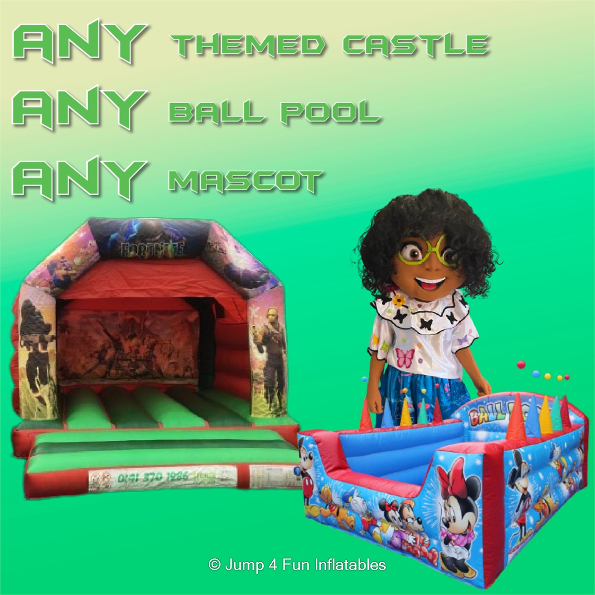Themed Castle, Ball Pool & Mascot - Hire in Glasgow | Jump 4 Fun ...